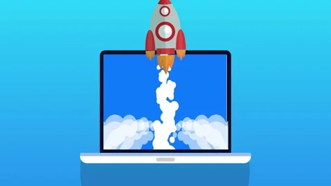Launch Rocket from computer Screen Anima... | Stock Video | Pond5