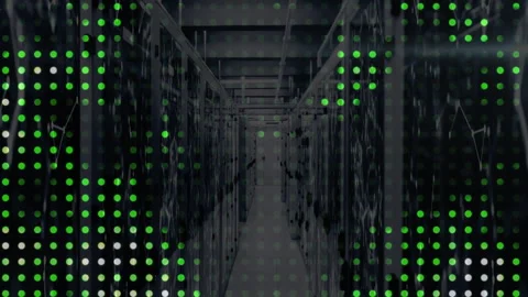 On launch server aisle displaying green ... | Stock Video | Pond5