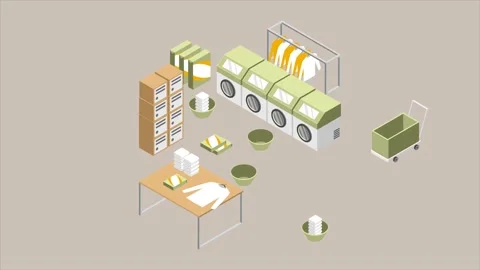 Laundry animated isometric concept. | Stock Video | Pond5