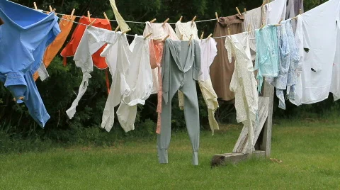 Laundry drying clothes line old farm ran... | Stock Video | Pond5