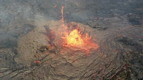 lava eruption volcano Slow motion Aerial... | Stock Video | Pond5