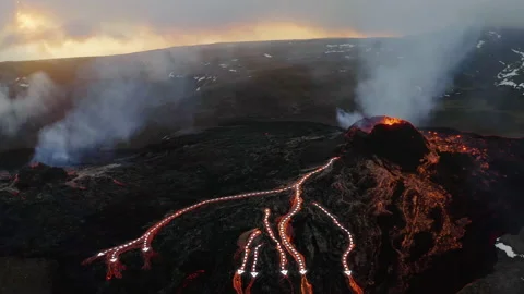 Lava flow indicators and a heat map movi... | Stock Video | Pond5
