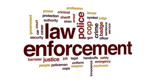 Law enforcement animated word cloud, tex... | Stock Video | Pond5