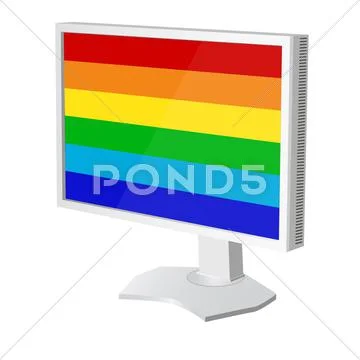Lcd tv monitor with pride flag on the screen. vector illustration ...