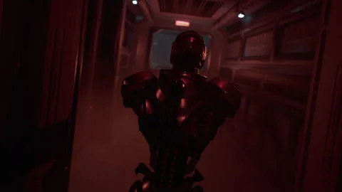 Leader of the evil robot soldiers picks ... | Stock Video | Pond5