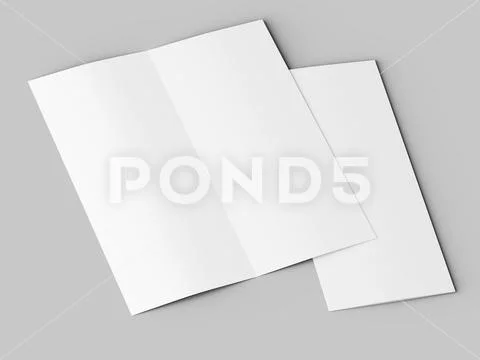 Leaflet folded to DL format - mock up - 3d illustartion ~ Hi Res #112752938