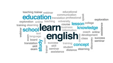 Learn English animated word cloud. Kinet... | Stock Video | Pond5