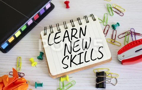 Learn new skills symbol. Concept words Learn new skills on white ...