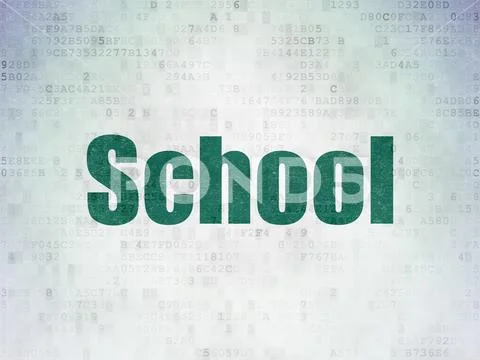 Learning concept: School on Digital Data Paper background Illustration ...