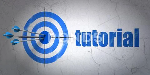 Learning concept: target and Tutorial on wall background Illustration ...