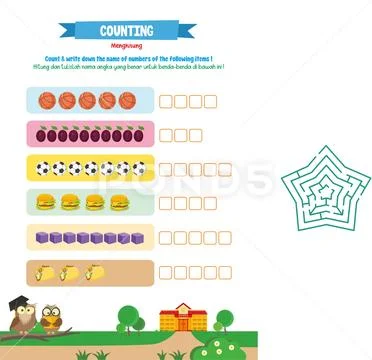 Learning to count for kids. activity sheet: Royalty Free #259259658