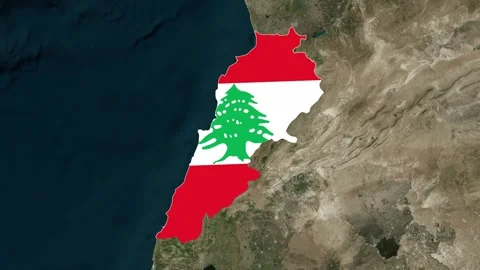 Lebanon Country Map with Flag Colors Ove... | Stock Video | Pond5
