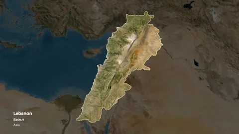 Lebanon map - extract. Border. Satellite... | Stock Video | Pond5