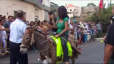 LEBANON: Village stages annual donkey ra... | Stock Video | Pond5