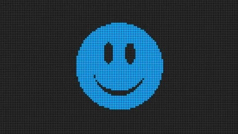 Led Screen Scrolling Blue Happy Face | Stock Video | Pond5