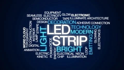 LED strip animated word cloud, text desi... | Stock Video | Pond5