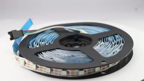 LED strip in a reel. RGB Led coil for de... | Stock Video | Pond5