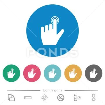 Left handed clicking gesture flat round icons: Graphic #152360601