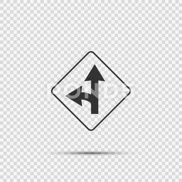 Left turn split sign on transparent background Illustration #104265668