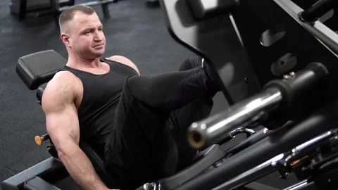 Leg man press muscles gym training bodyb... | Stock Video | Pond5
