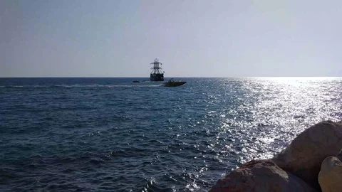 a legend of the floating ship on the bea... | Stock Video | Pond5