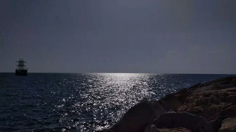 a legend of the floating ship on the bea... | Stock Video | Pond5