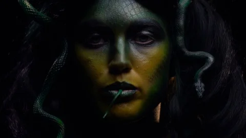Legendary Gorgon swallows a snake and li... | Stock Video | Pond5
