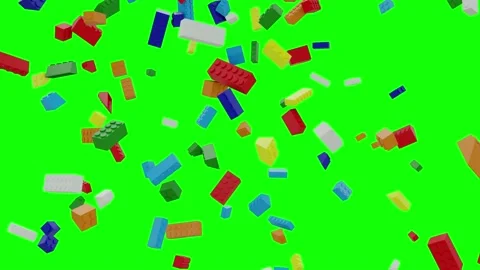 Lego Bricks Toys Falling on Green screen... | Stock Video | Pond5