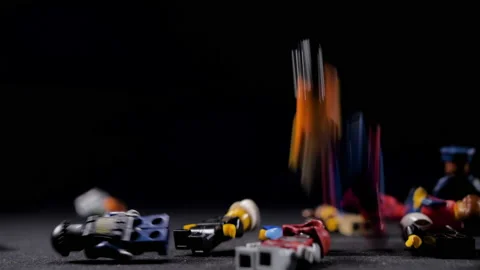 lego figures toys falling down slow moti... | Stock Video | Pond5