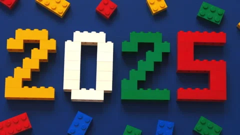 Lego numbers 2025 with some Lego bricks ... | Stock Video | Pond5