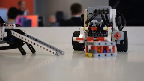 Lego robot with wheels move parts automa... | Stock Video | Pond5