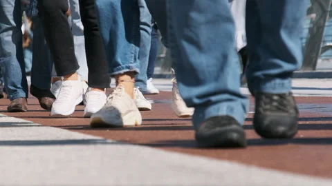 Legs of Crowd People Walking on the Stre... | Stock Video | Pond5