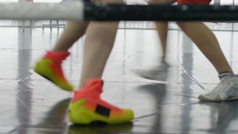 Legs of Two Female Fighters Boxing on Ri... | Stock Video | Pond5