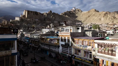 Leh, Ladakh Shopping street and Leh Pala... | Stock Video | Pond5