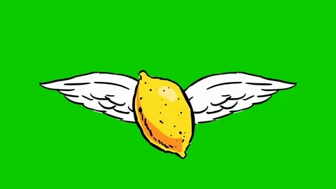 Lemon - animation - wings - green screen | Stock Video | Pond5