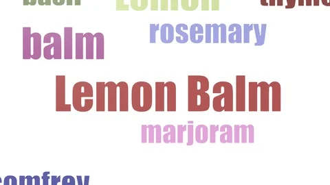 Lemon Balm Word Cloud Animated On White ... | Stock Video | Pond5