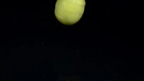 Lemon falls into the water and dissolves... | Stock Video | Pond5