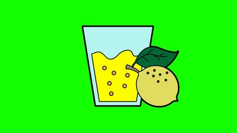 lemon juice animation green screen. 2D f... | Stock Video | Pond5