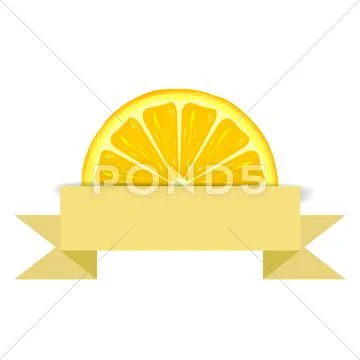 Lemon slice with paper banner: Graphic #43026941