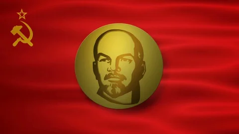 Lenin image on the soviet red flag. Seam... | Stock Video | Pond5