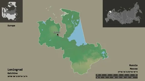 Leningrad location. Russia. Relief map | Stock Video | Pond5