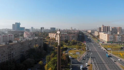 Leninsky Avenue with Monument to Yuri Ga... | Stock Video | Pond5