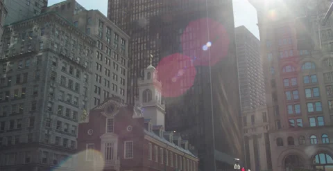 Lens flare on colonial Old State house o... | Stock Video | Pond5