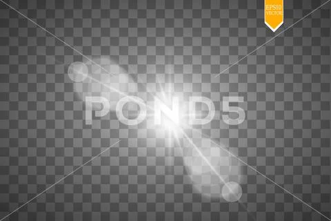 Lens flare effect isolated on transparent background. Golden glow ...
