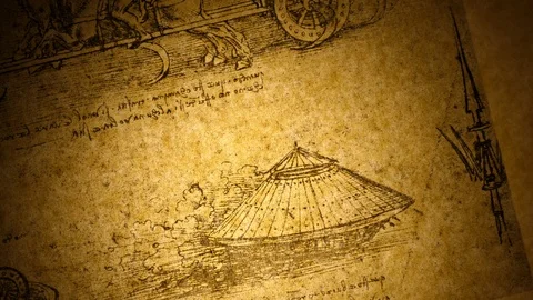 Leonardo Da Vinci's Engineering drawings | Stock Video | Pond5