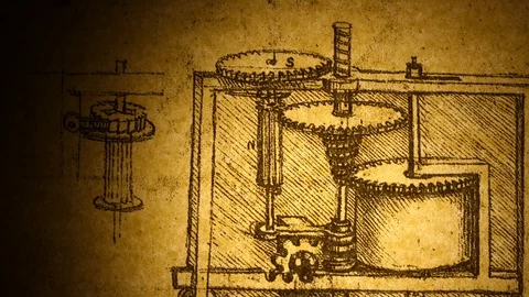 Leonardo Da Vinci's Engineering drawings | Stock Video | Pond5
