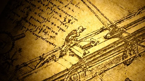 Leonardo Da Vinci's Engineering drawings | Stock Video | Pond5