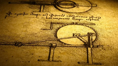 Leonardo Da Vinci's Engineering drawings | Stock Video | Pond5