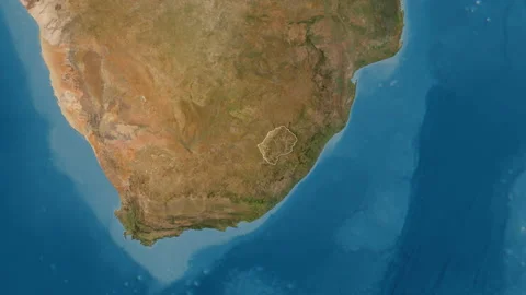 Lesotho map - glide. Regions. Satellite. | Stock Video | Pond5