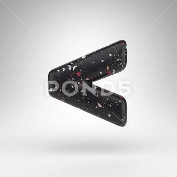 Less than symbol on white background. 3D sign with black terrazzo ...